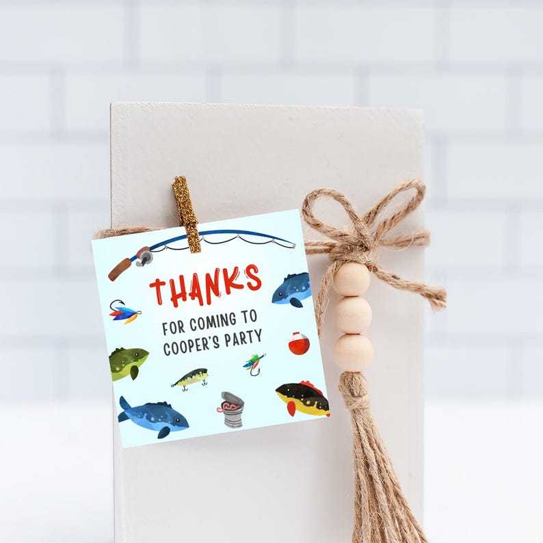 Fishing Thank You Tags, Editable Birthday Party Favor Tags, Instant ...