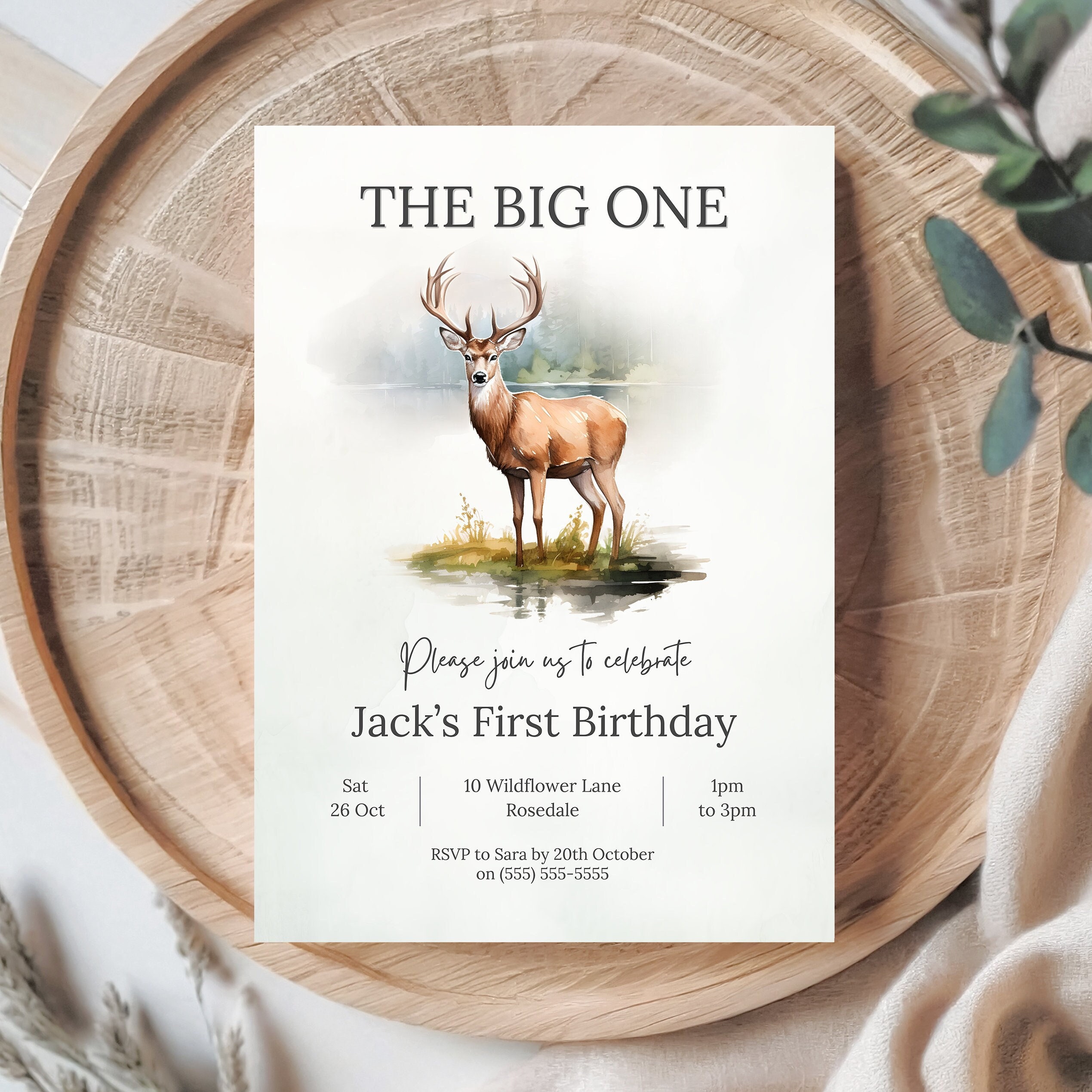 The Big One Deer Hunting First Birthday Invite | Editable Hunting 1st ...