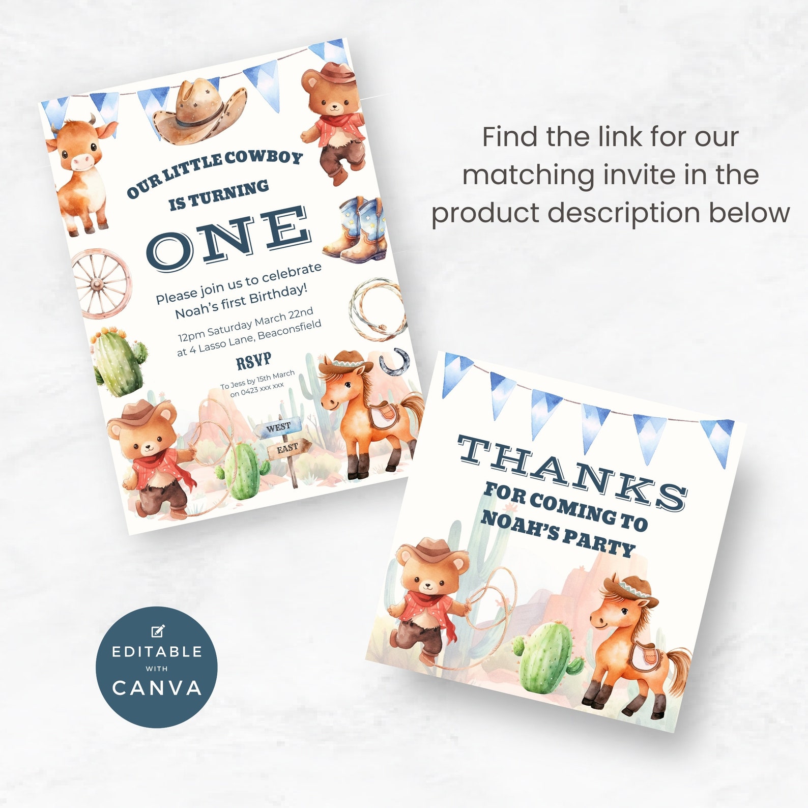Cowboy Thankyou Tags | Invitation Template | Cowboy Party | Western ...