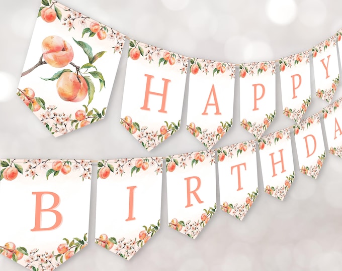 Custom Peach Banner, Peach Themed Party Decorations, One Sweet Peach ...