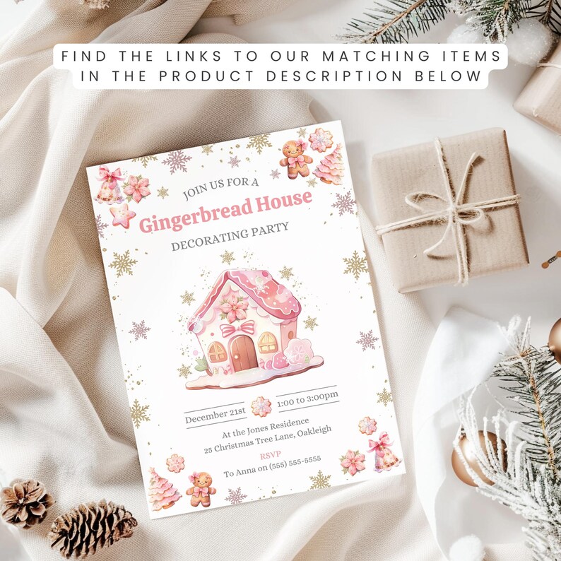 Pink Gingerbread Banner | Printable Christmas Banner | Gingerbread ...