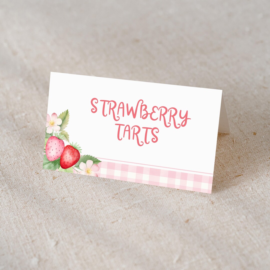 Strawberry Food Tent, Berry 1st Birthday Food Label Cards, Editable ...