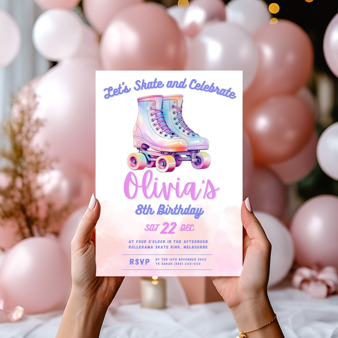Roller Skating Skate Party Invitation Skating Birthday Invitation ...