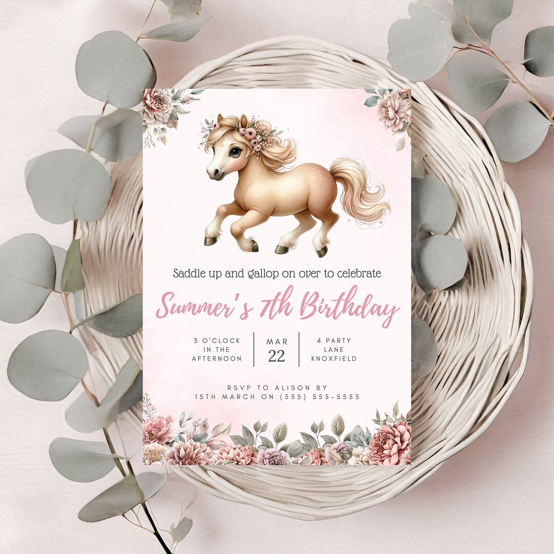 Pony Birthday Party Invite Printable Download Horse Birthday Invitation ...