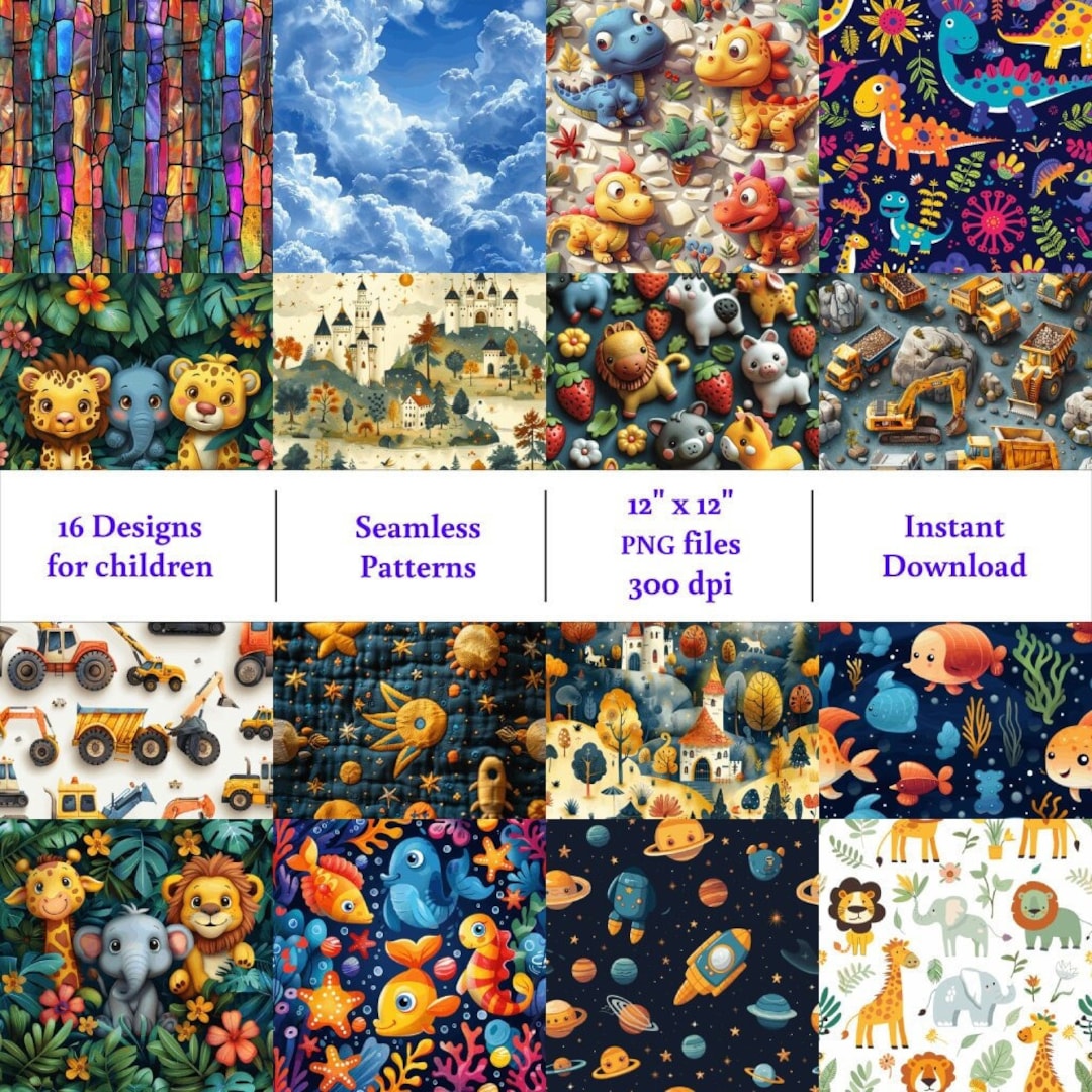 Digital Paper for Children seamless Patterns - Etsy