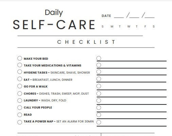 Self Care Checklist - Etsy Canada