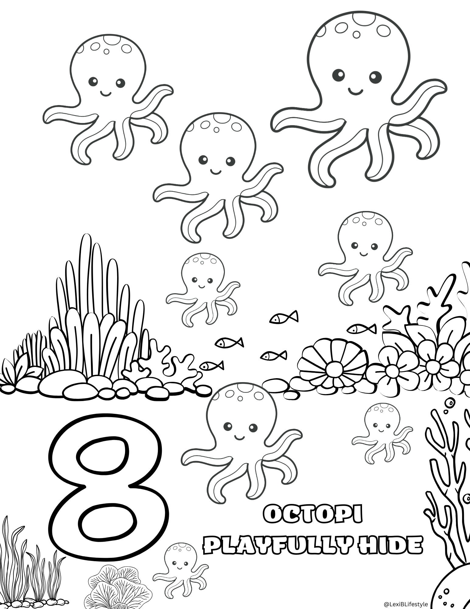 Summer Ocean & Beach Life Coloring Pages Printable Digital PDF File ...