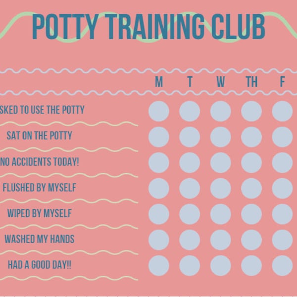 Potty Training Chart Template Canva - Etsy
