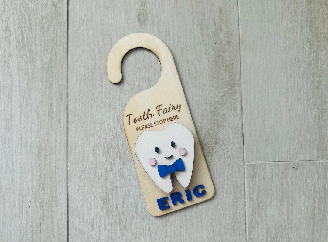 Tooth Fairy Door Hanger | Kids Tooth Sign | Tooth Fairy Stop Here Sign ...