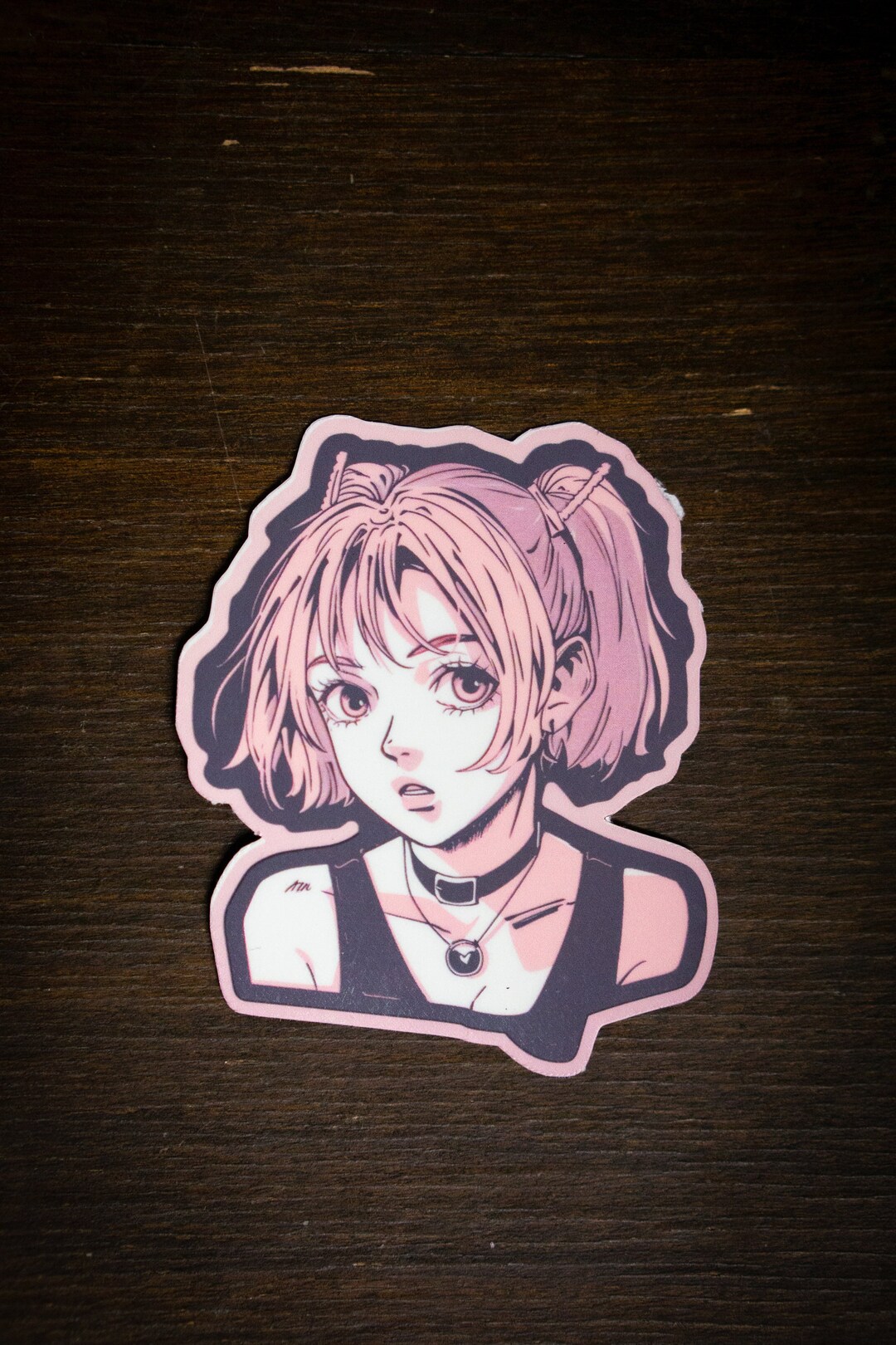 Pink Indie Anime Girl Sticker, Vinyl Decal Cute Kawaii for Laptops ...