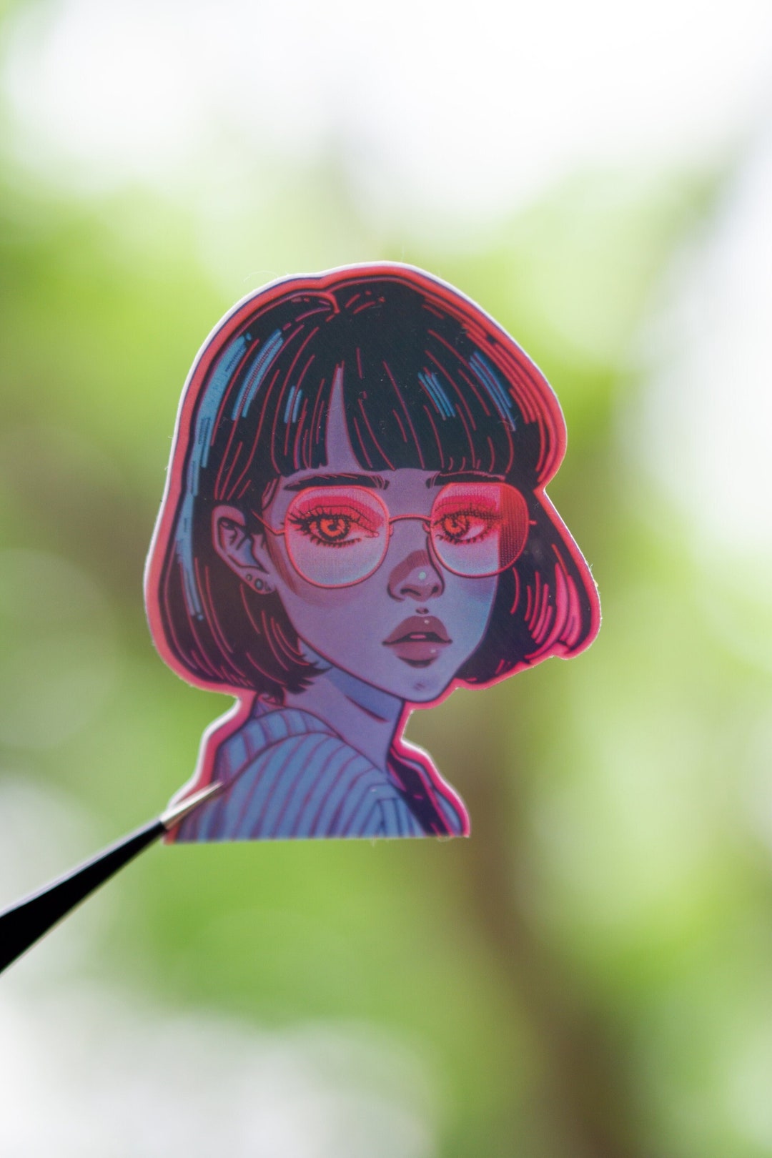 Lo-fi Anime Girl Holographic Vinyl Stickers - Etsy