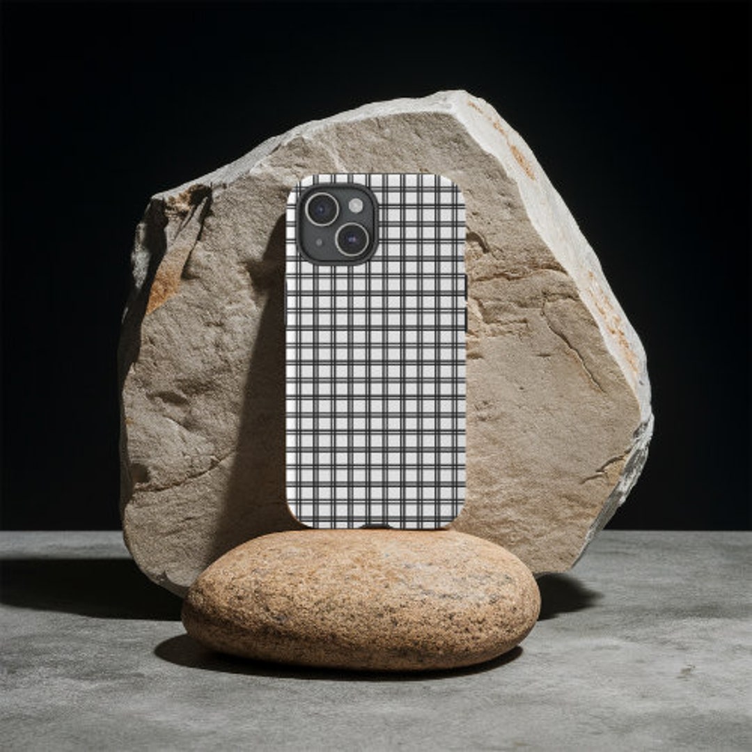 Minimalist White Phone Case With Black Line Grid for iPhone 15 Pro Max ...