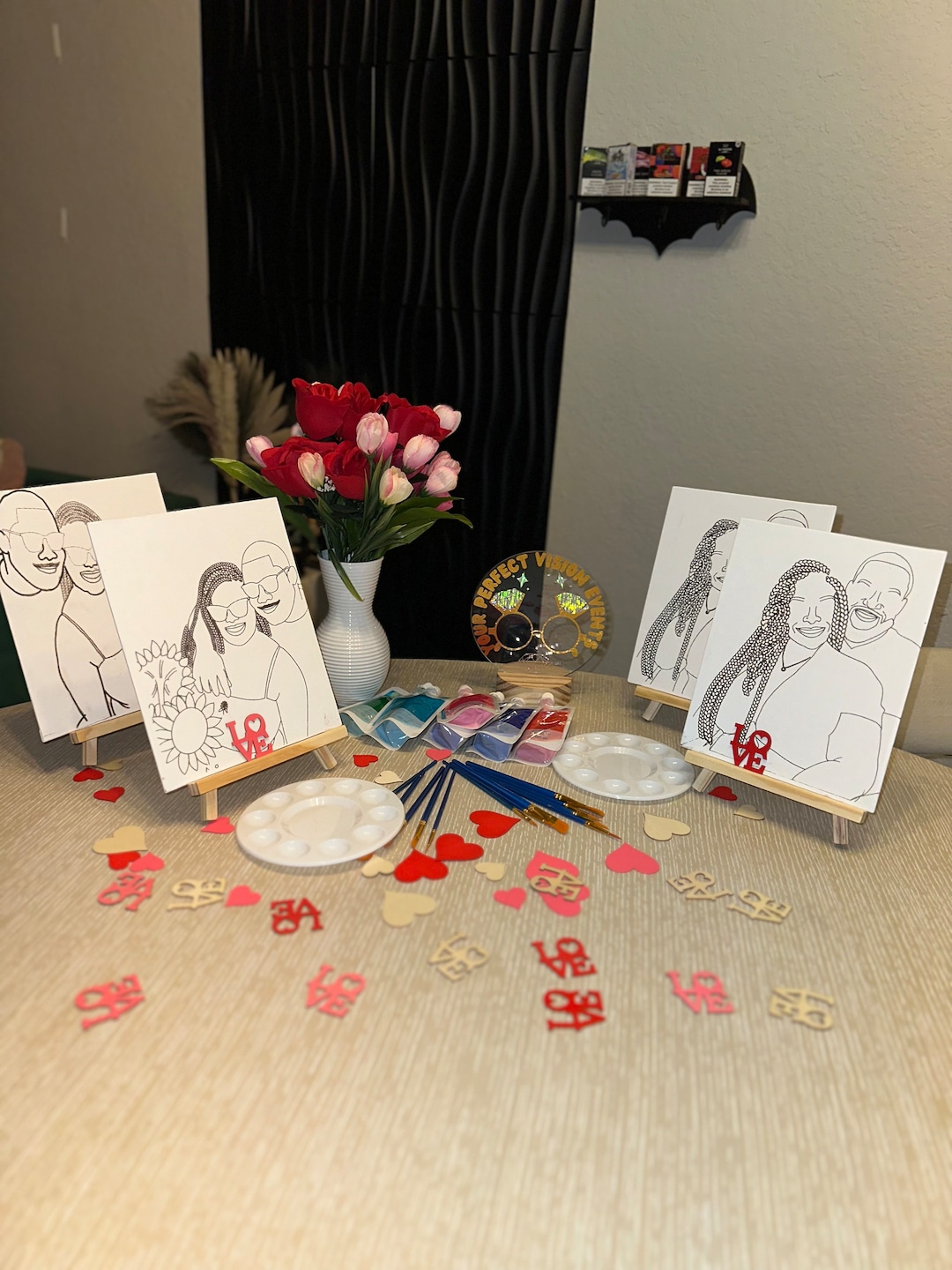 Custom Paint & Sip Kit With Personalized Portraits and Drink Toppers - Etsy