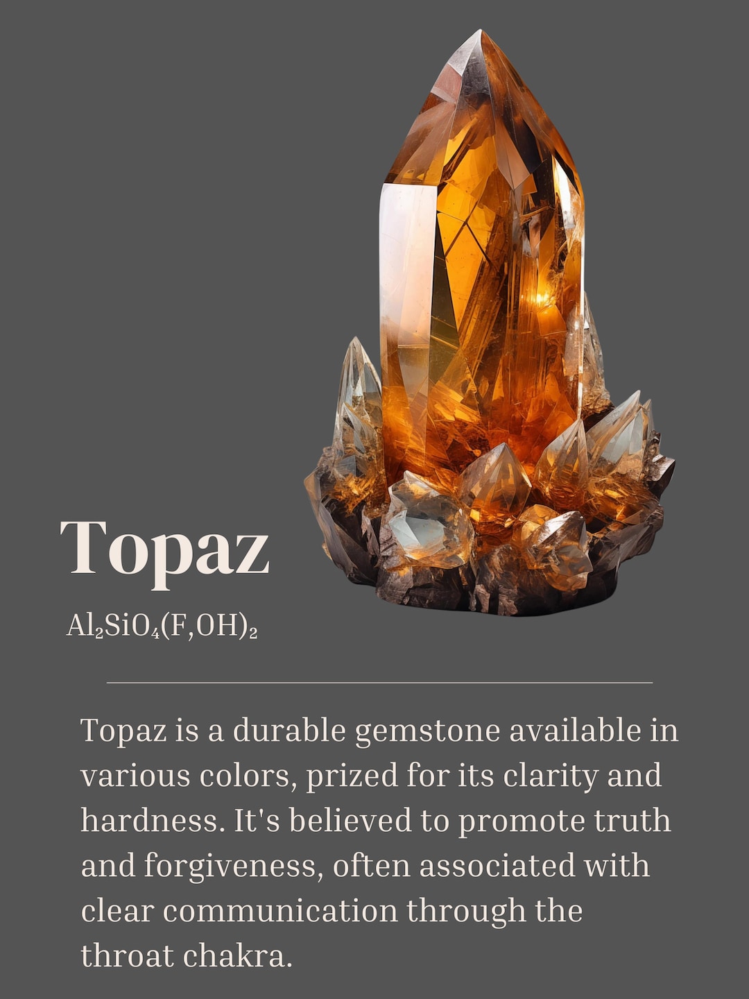 Editable Watercolor Topaz Crystal Meaning Card, Printable Gemstone ...