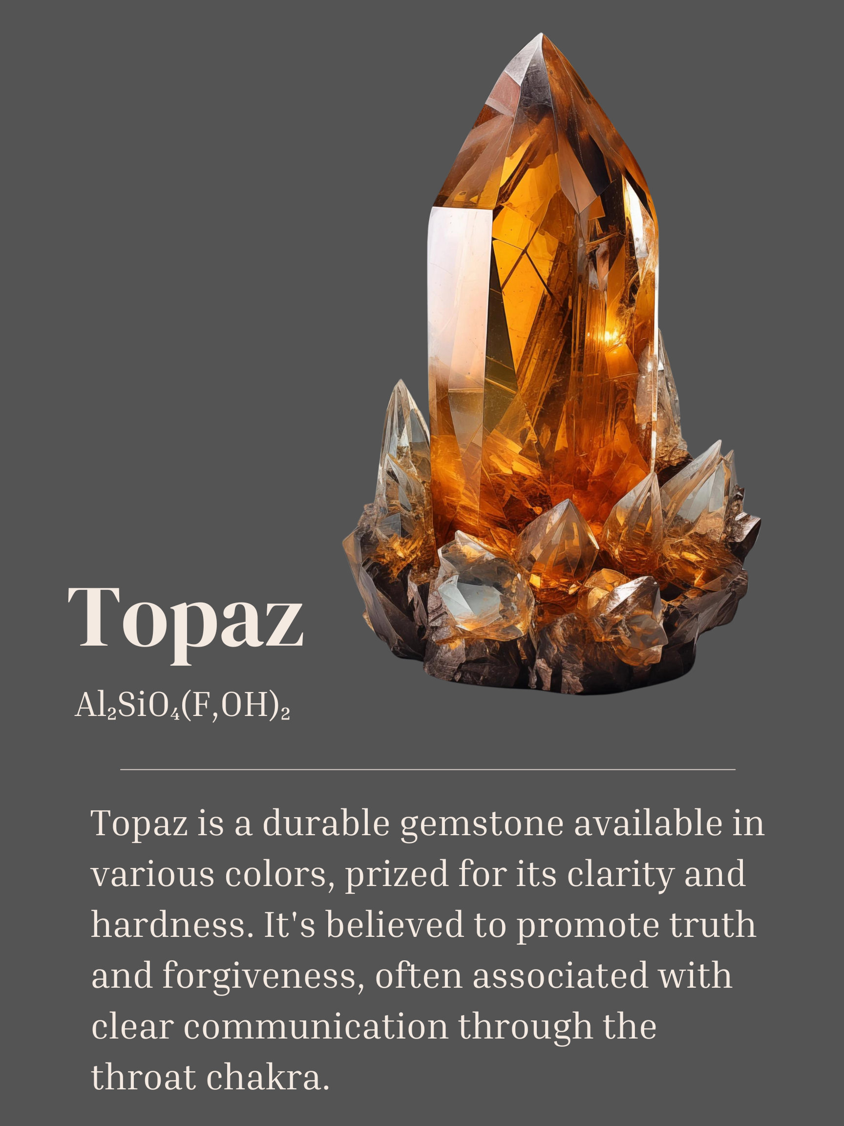 Editable Watercolor Topaz Crystal Meaning Card, Printable Gemstone ...