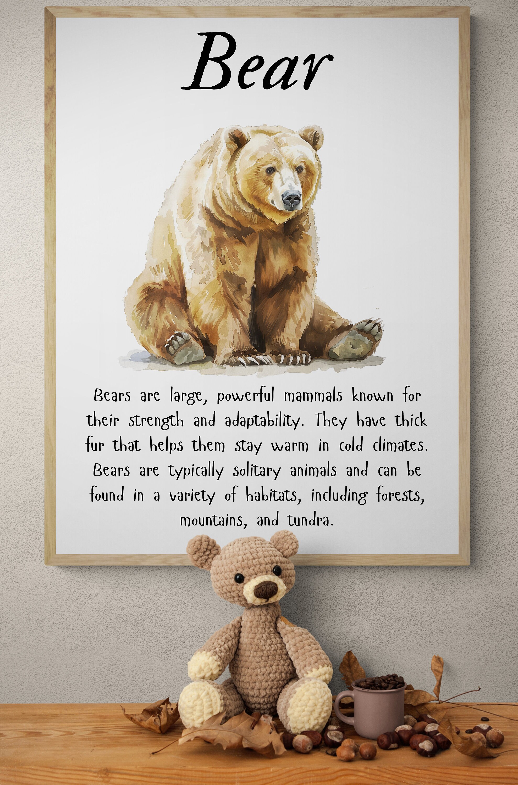 30 Educational Posters, Wild Animal Drawing, Watercolor Drawing ...