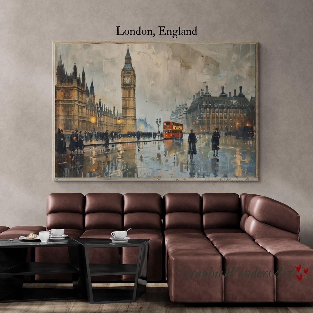 London Landscape Painting Travelart, Vintage Travel Poster, Travel ...