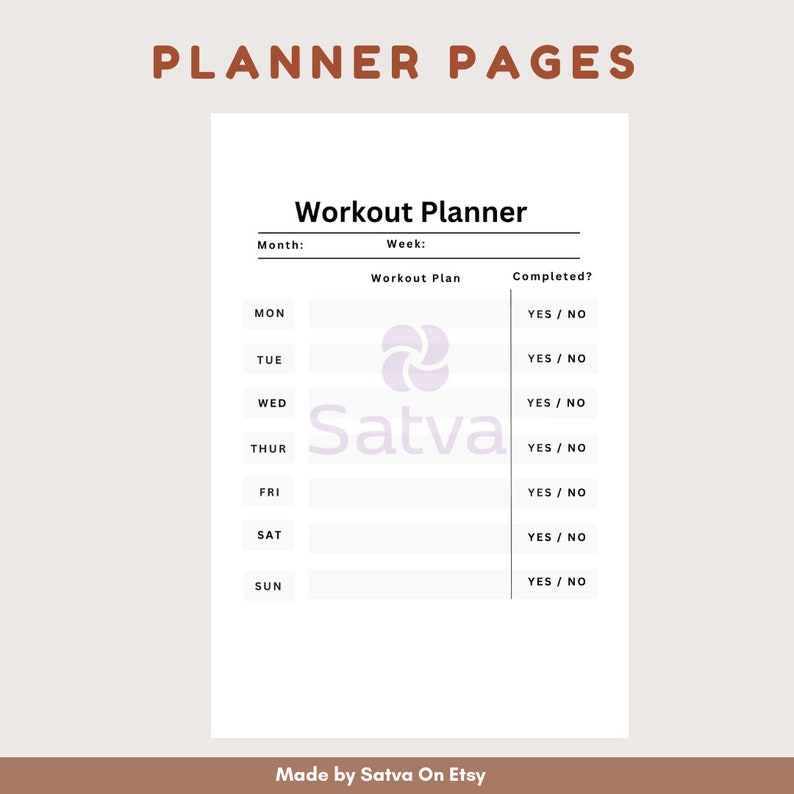 Workout Planner Printable Bundle: Fitness & Meal Planner (digital ...