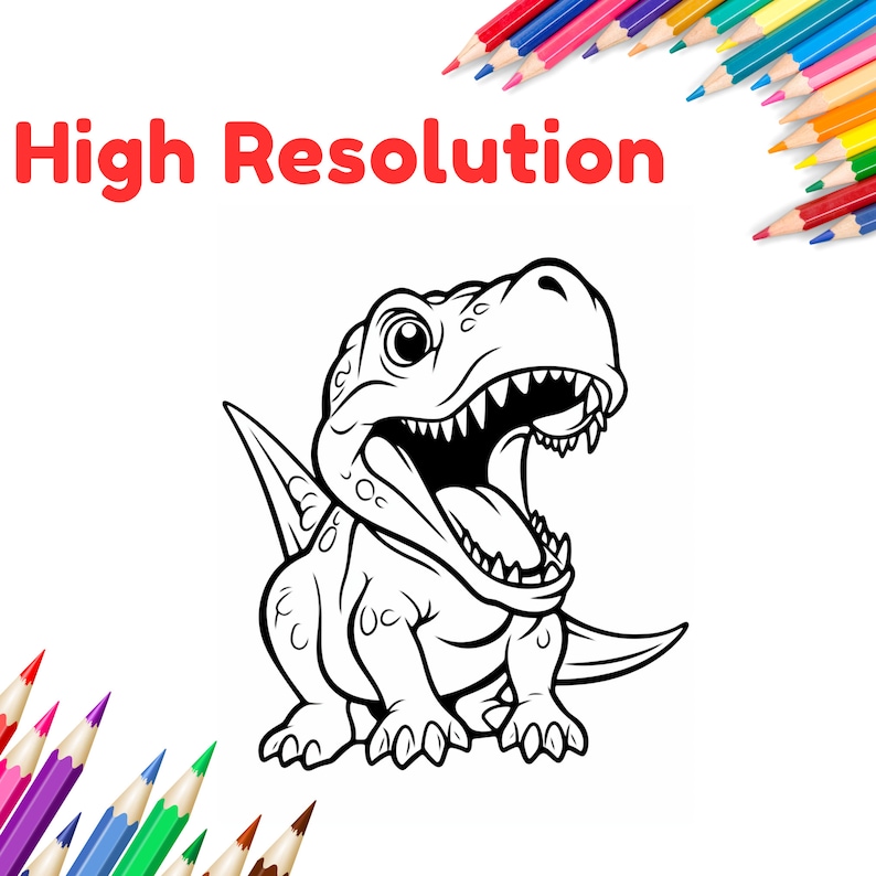 40 Easy Dinosaur Coloring Pages: Kids Printable (PDF) - Etsy