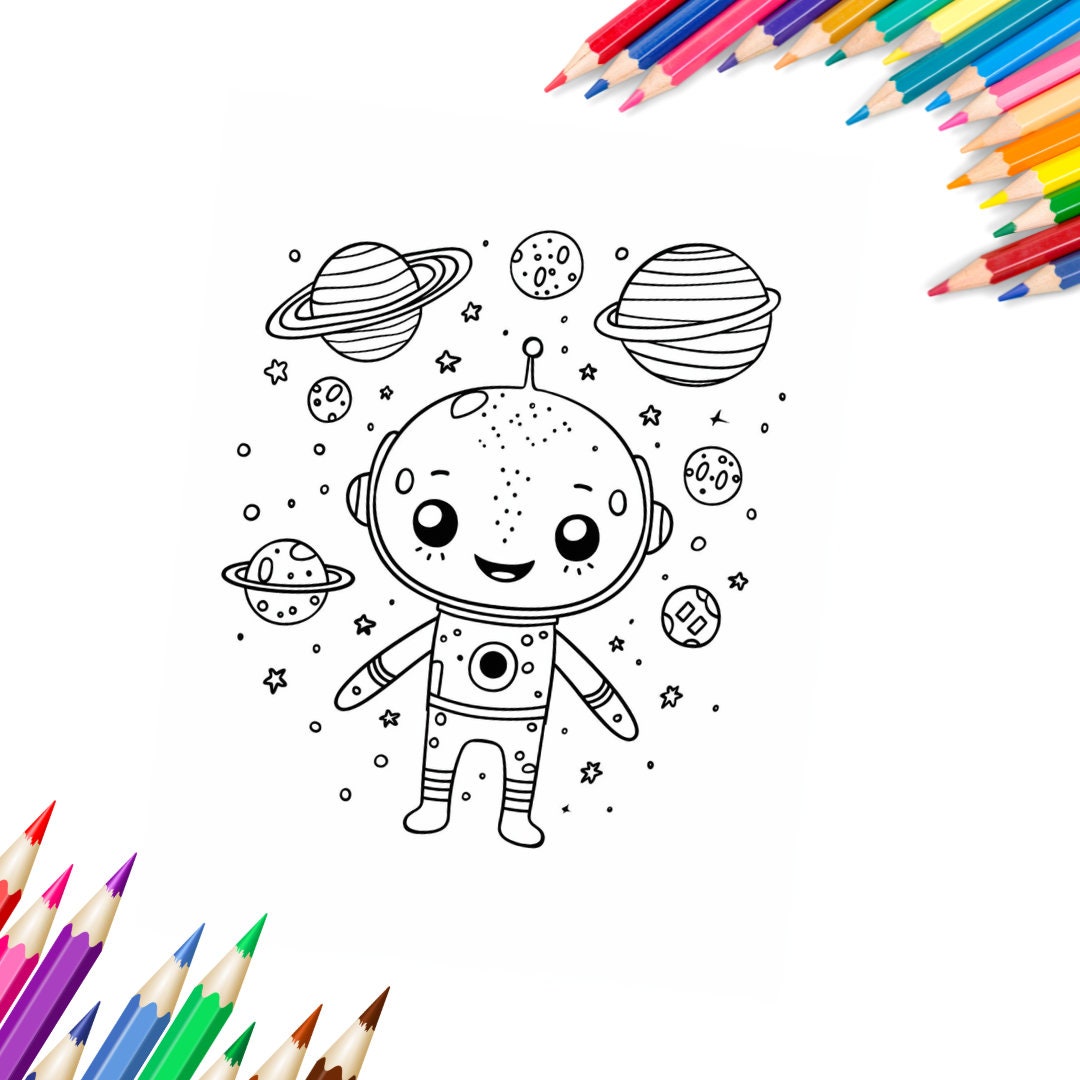 Space Coloring Pages for Kids: Printable Letter & A4 (digital Download ...