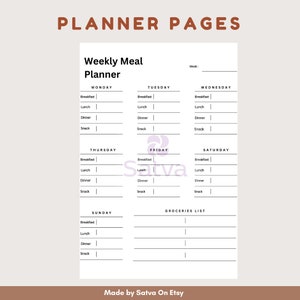 Weekly Meal Planner Printable Bundle: A4, A5, Letter Sizes (digital ...