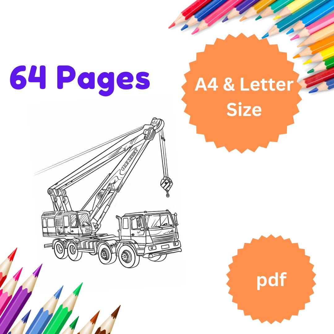 64 Vehicle Coloring Pages: Kids Activity (printable Letter and A4 Size ...