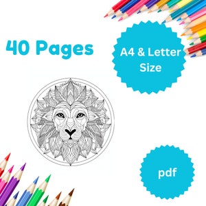 46 Mandala Animal Coloring Pages: Letter & A4 Printable (digital ...