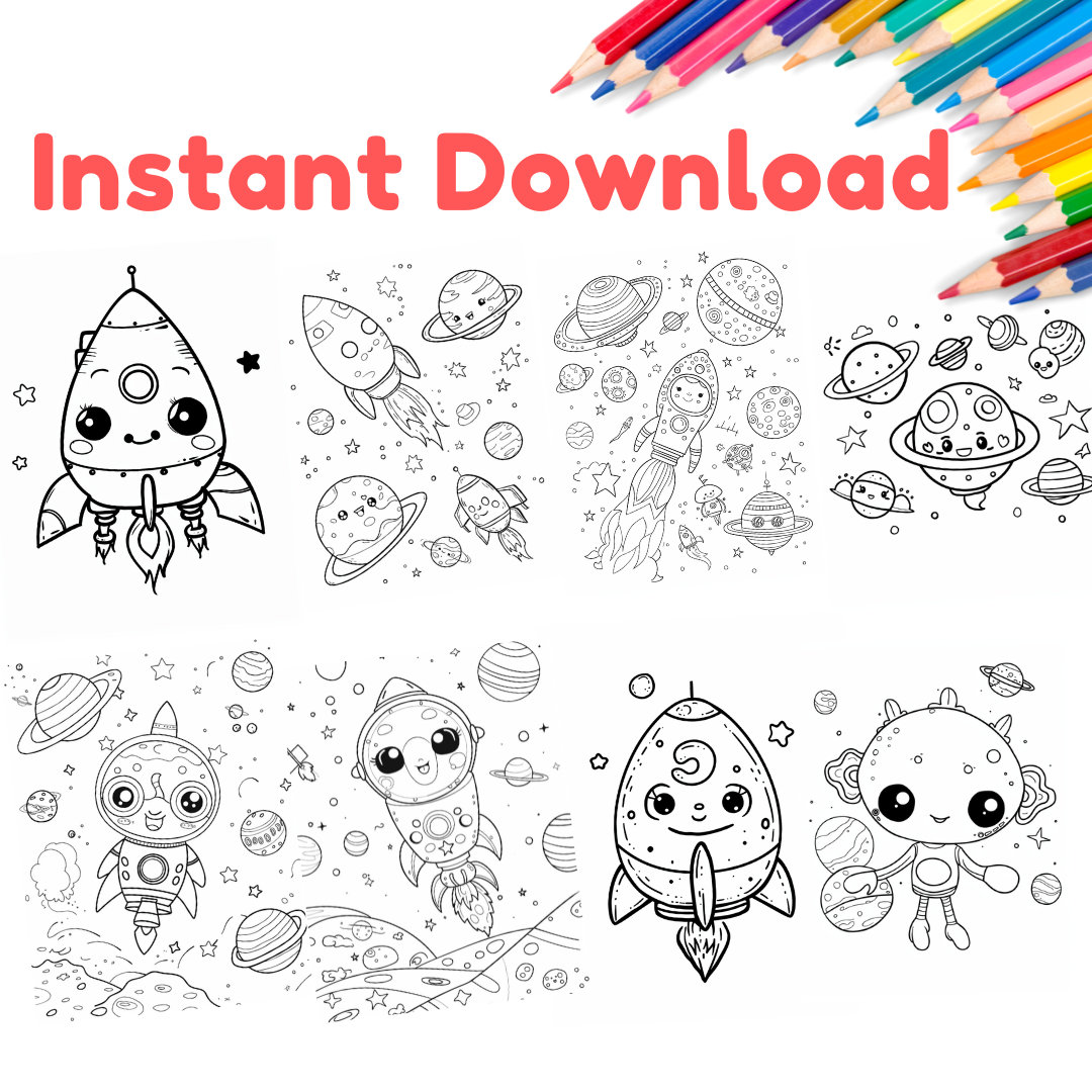 Space Coloring Pages for Kids: Printable Letter & A4 (digital Download ...