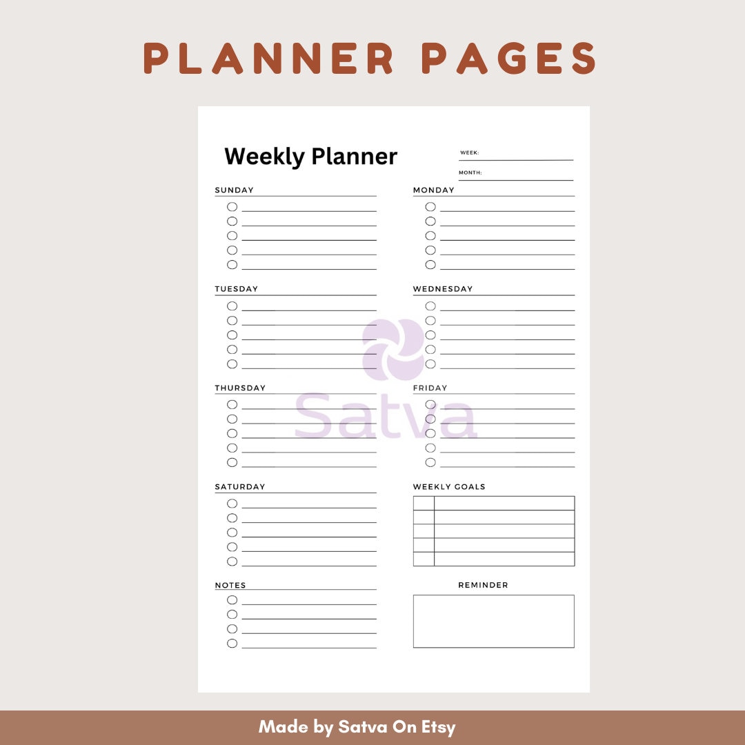 Weekly Planner Printable Bundle, Productivity Planner, Work From Home ...