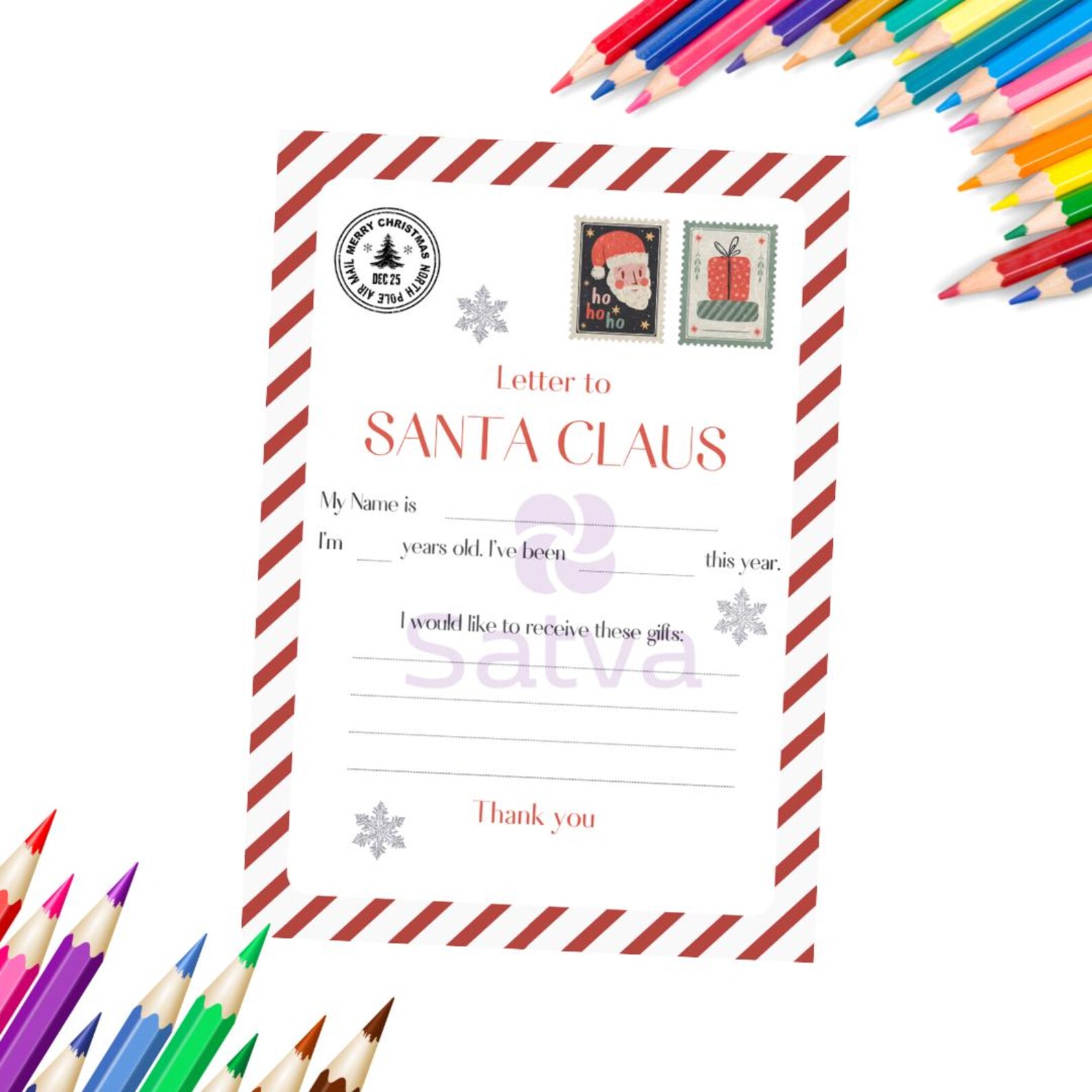 Letter to Santa Activity Worksheet: Kids Christmas Wish List (digital ...