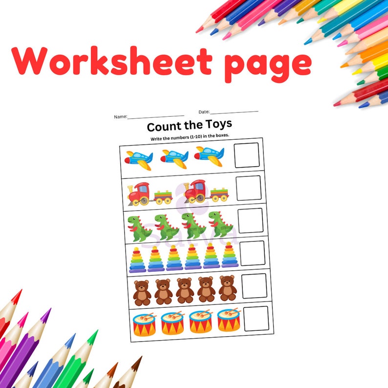 Kids Counting Activity: Summer Worksheets for Toddlers (digital ...