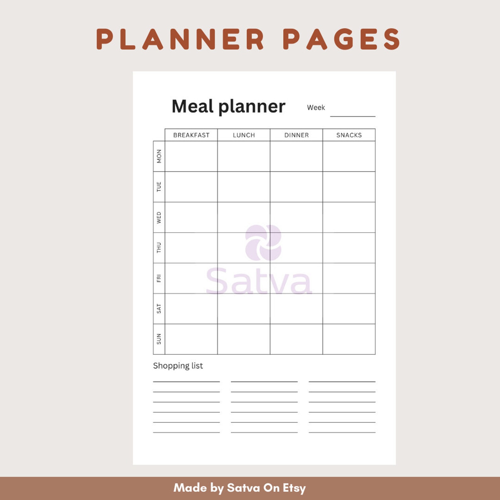 Weekly Meal Planner Printable Bundle: A4, A5, Letter Sizes (digital ...