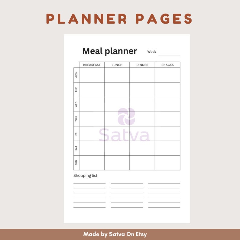 Weekly Meal Planner Printable Bundle: A4, A5, Letter Sizes (digital ...
