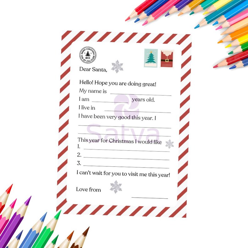Letter to Santa Activity Worksheet: Kids Christmas Wish List (digital ...