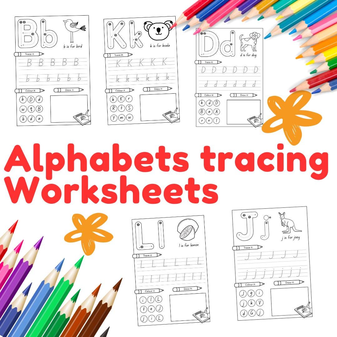 Kids Fun Alphabet Tracing Activity Worksheets, Easy Kids Activity ...