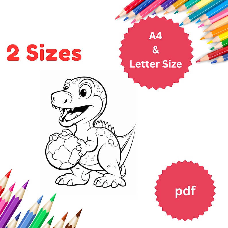 40 Easy Dinosaur Coloring Pages: Kids Printable (PDF) - Etsy