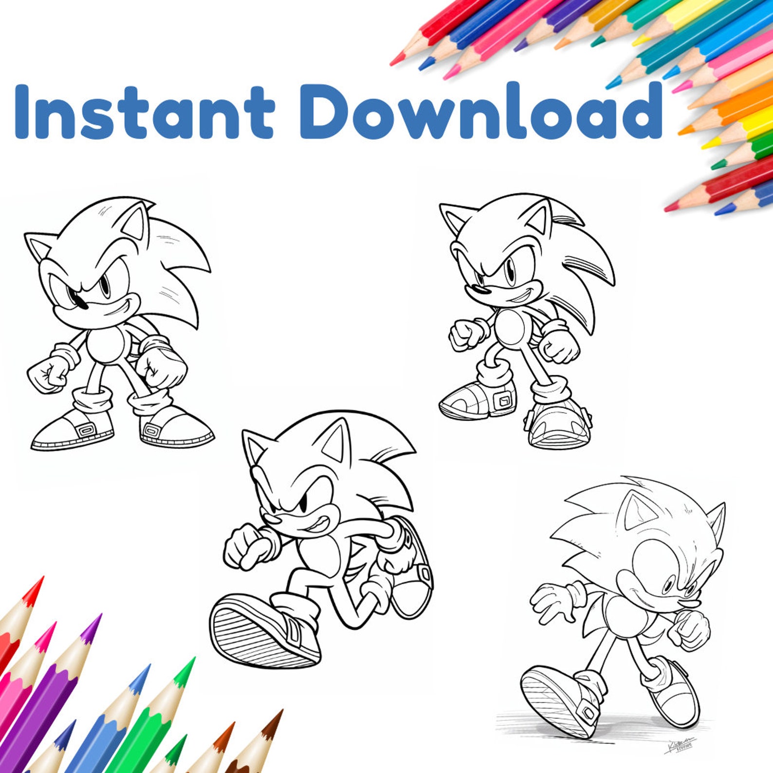50 Sonic Coloring Pages for Kids (digital Download) - Etsy