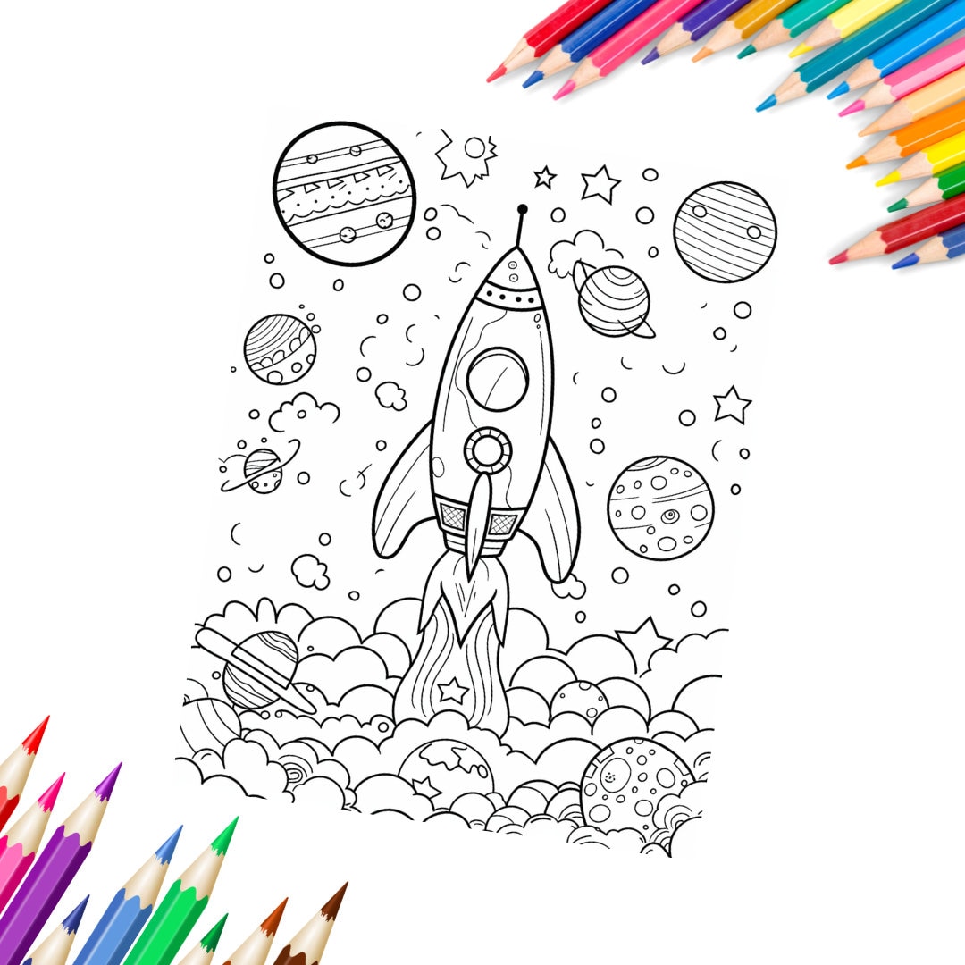 Space Coloring Pages for Kids: Printable Letter & A4 (digital Download ...
