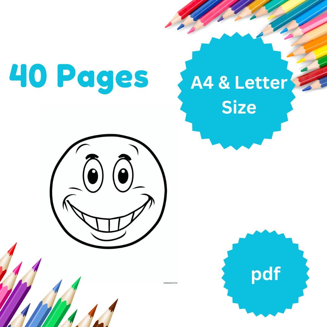Emoji Coloring Book: 55 Printable Smiley Face Pages (letter & A4) - Etsy