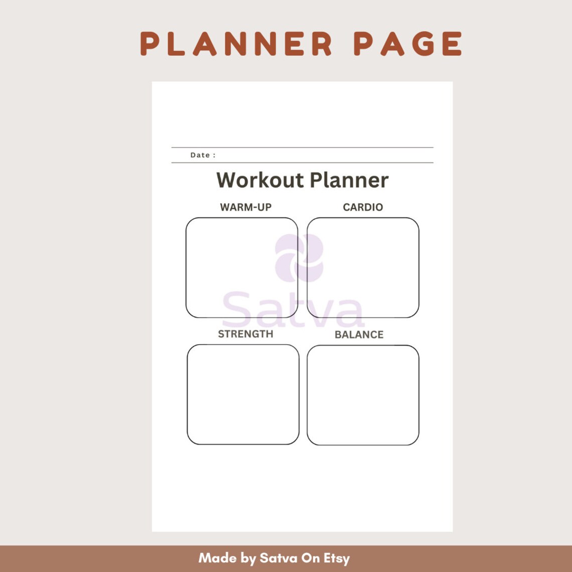 Workout Planner Printable: Fitness Template, A4/a5/letter Sizes ...