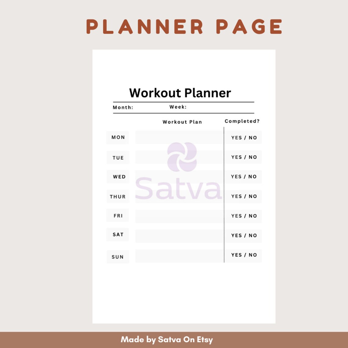 Workout Planner Printable: Fitness & Productivity Template (A4, A5 ...