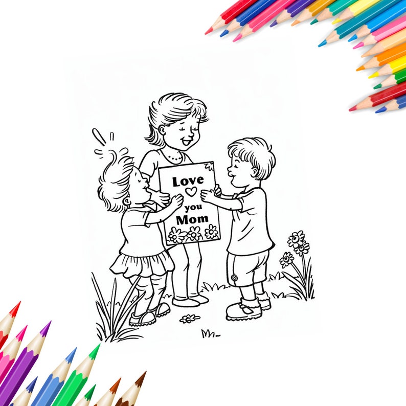 Easy Mother's Day Coloring Pages, Toddlers& Kids Coloring Pages, 40 ...
