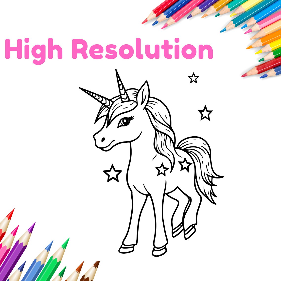 Easy Unicorn Coloring Pages for Kids, 40 High Quality and Easy Unicorn ...