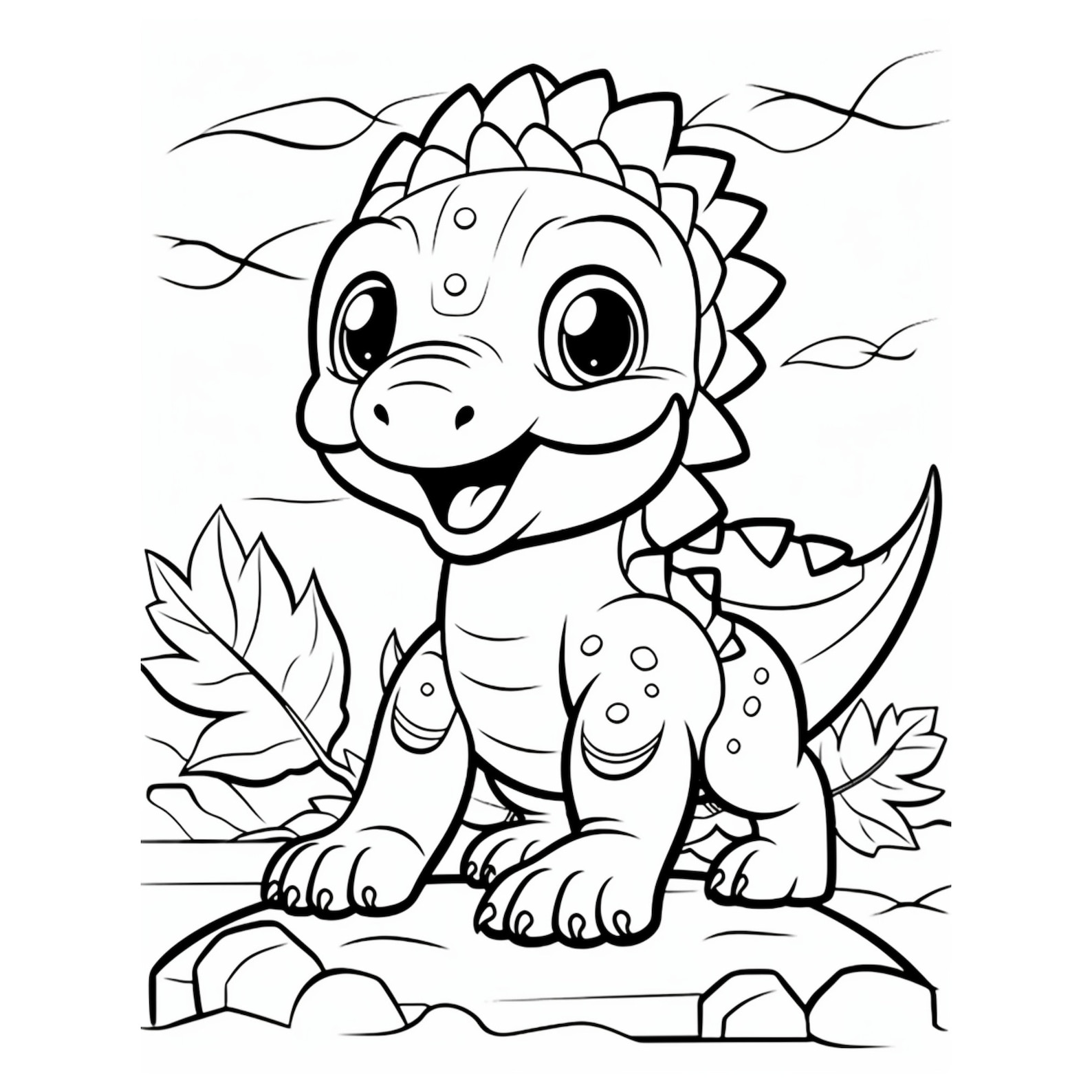 Easy Dinosaur Coloring Pages 40 Pages for Kids Toddlers Preschoolers ...
