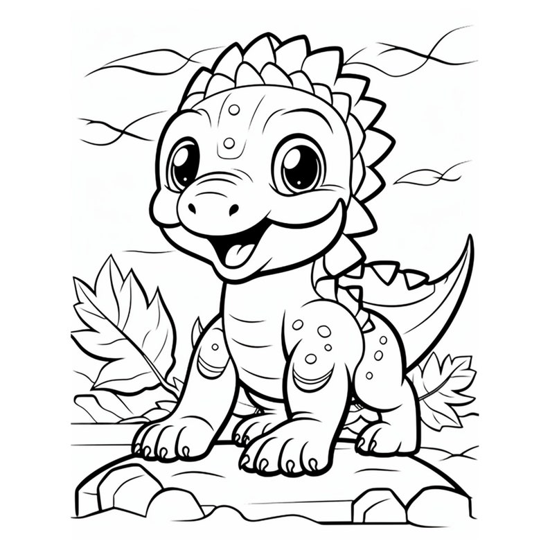 40 Easy Dinosaur Coloring Pages: Kids Printable (PDF) - Etsy