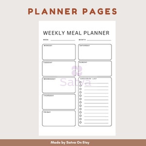 Weekly Meal Planner Printable Bundle: A4, A5, Letter Sizes (digital ...