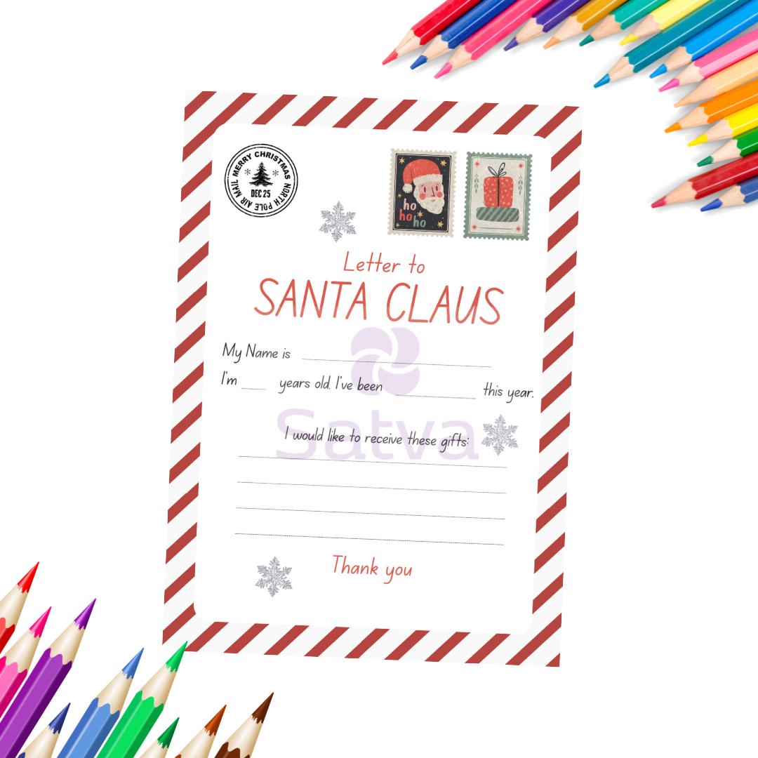 Letter to Santa Activity Worksheet: Kids Christmas Wish List (digital ...