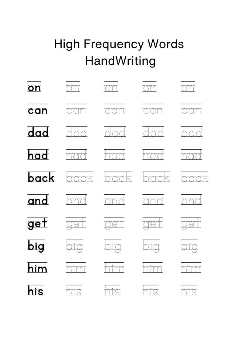 Montessori Writing Practice Pages: Sight Words Worksheet (A4 & Letter ...