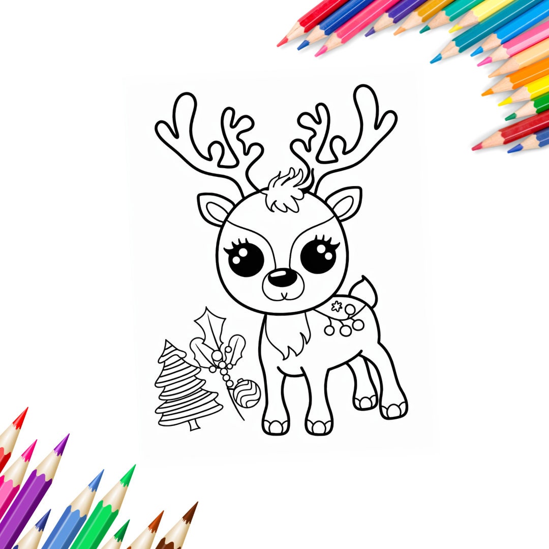44 Christmas Coloring Pages: Santa, Reindeer (printable) - Etsy