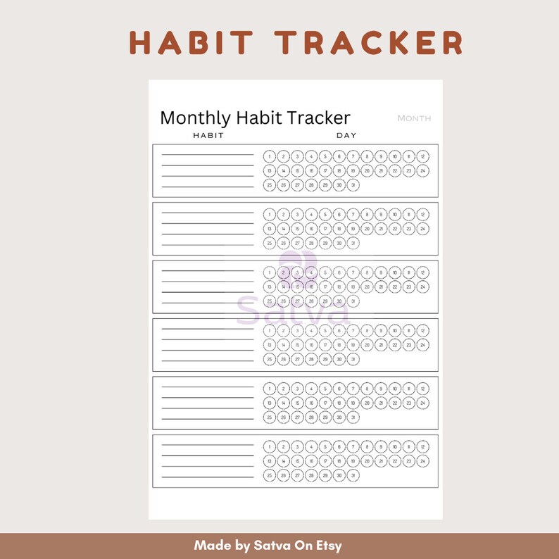 Monthly Habit Tracker Printable Landscape, Habit Tracker Template ...